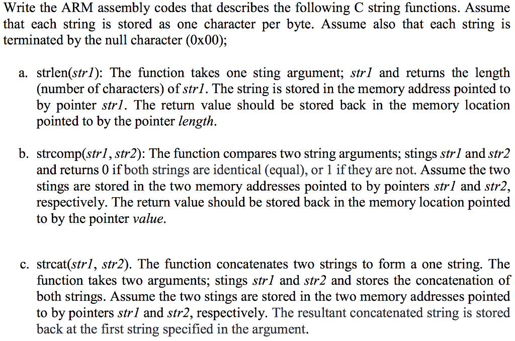 Solved Write the ARM assembly codes that describes the | Chegg.com