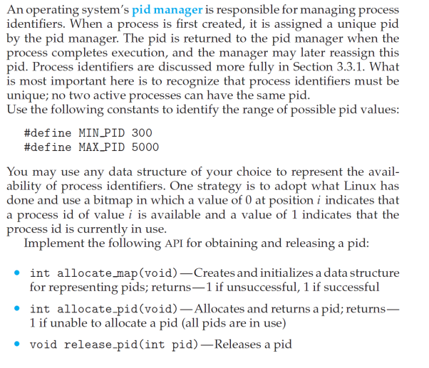 Solved operating system's pid manager is responsible for | Chegg.com