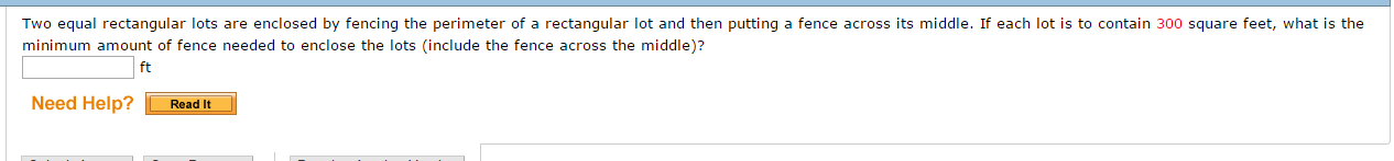 Solved Two equal rectangular lots are enclosed by fencing | Chegg.com
