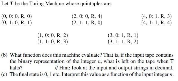 Solved Let T be the Turing Machine whose quintuples are: | Chegg.com