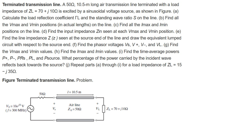 Solved Terminated transmission line. A 500, 10.5-m long air | Chegg.com