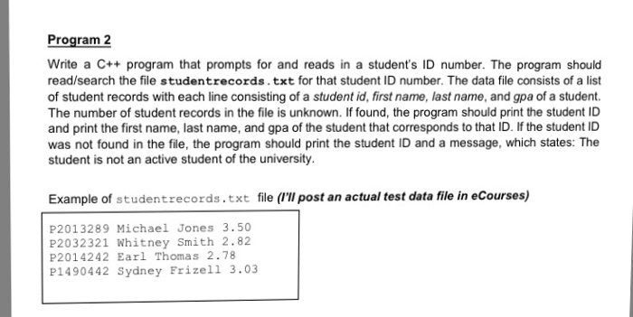 Solved Write a C++ program that prompts for and reads in a | Chegg.com