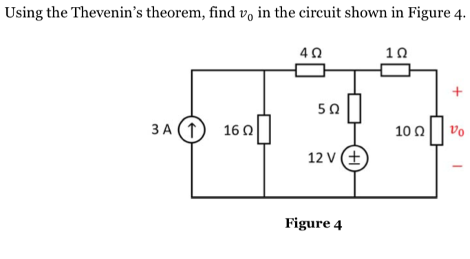 Solved Using the Thevenin's theorem, find vo in the circuit | Chegg.com