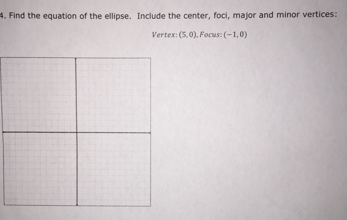 Solved Find the equation of the ellipse. Include the center, | Chegg.com