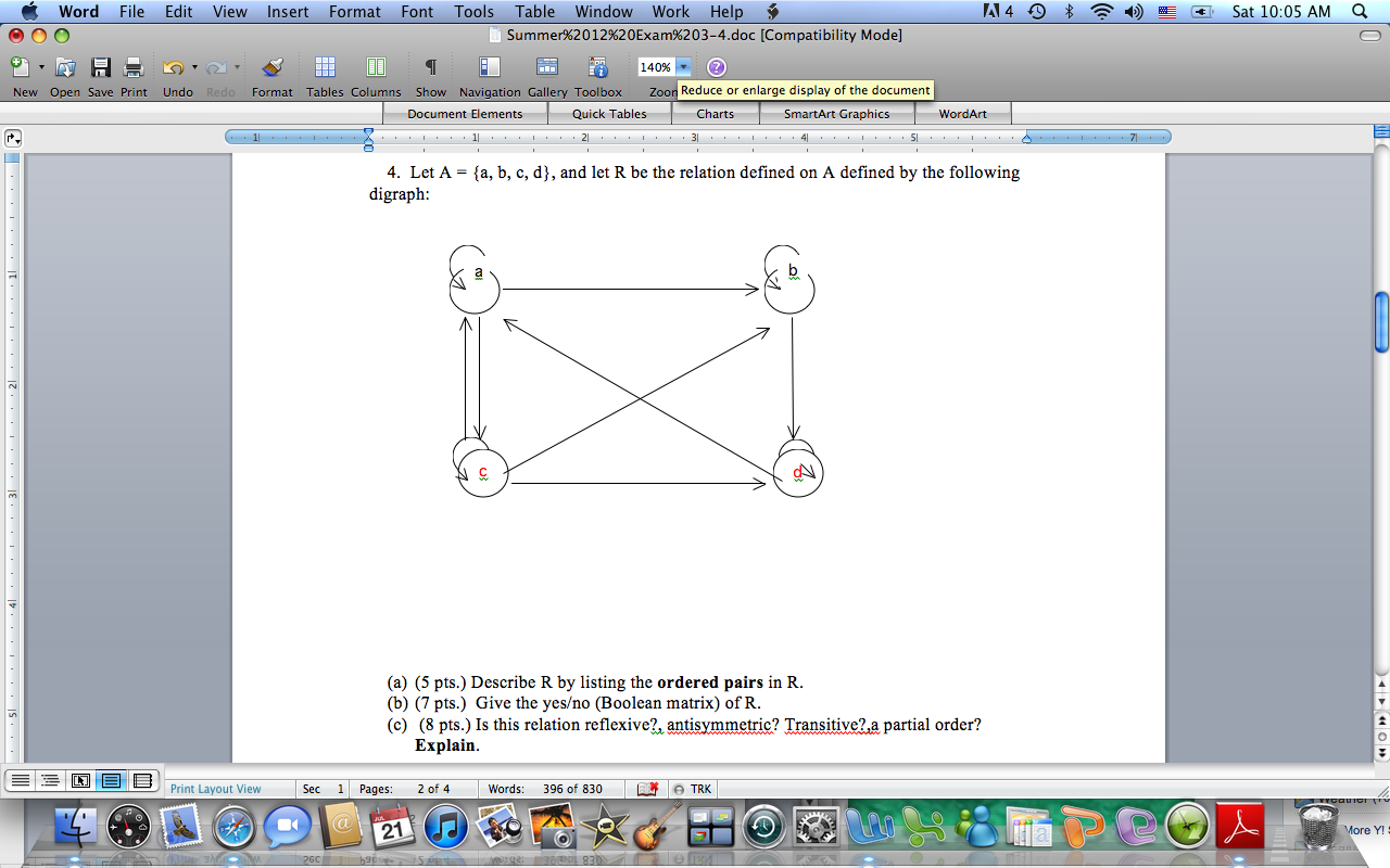 Solved Let A = (a, b, c,d), and let R be the relation | Chegg.com