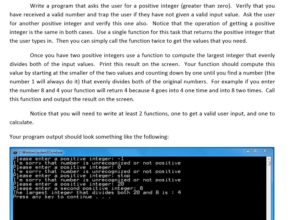 Write a program that asks the user for a positive | Chegg.com