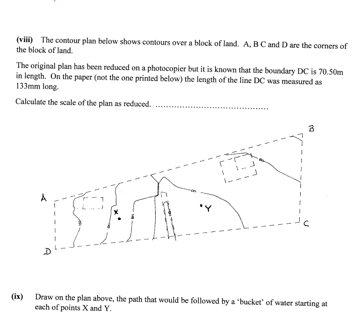 Solved The contour plan below shows contours over a block of | Chegg.com