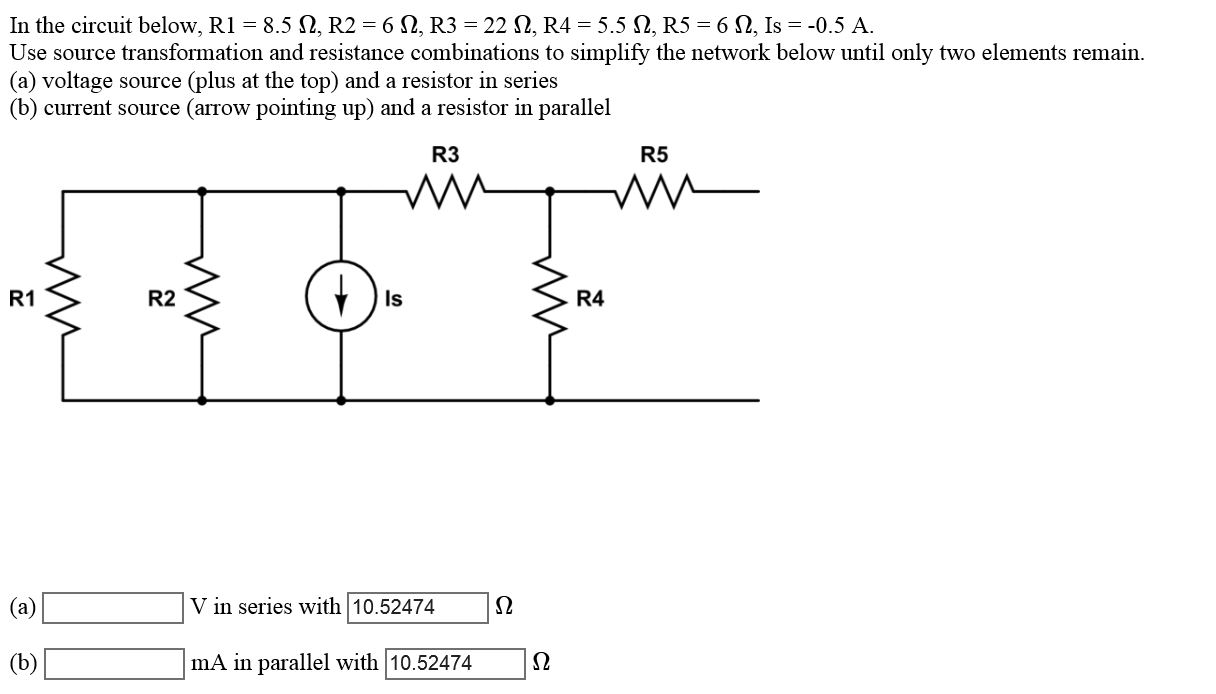 Solved In the circuit below, R1 = 8.5 Ohm, R2 = 6 Ohm, R3 = | Chegg.com