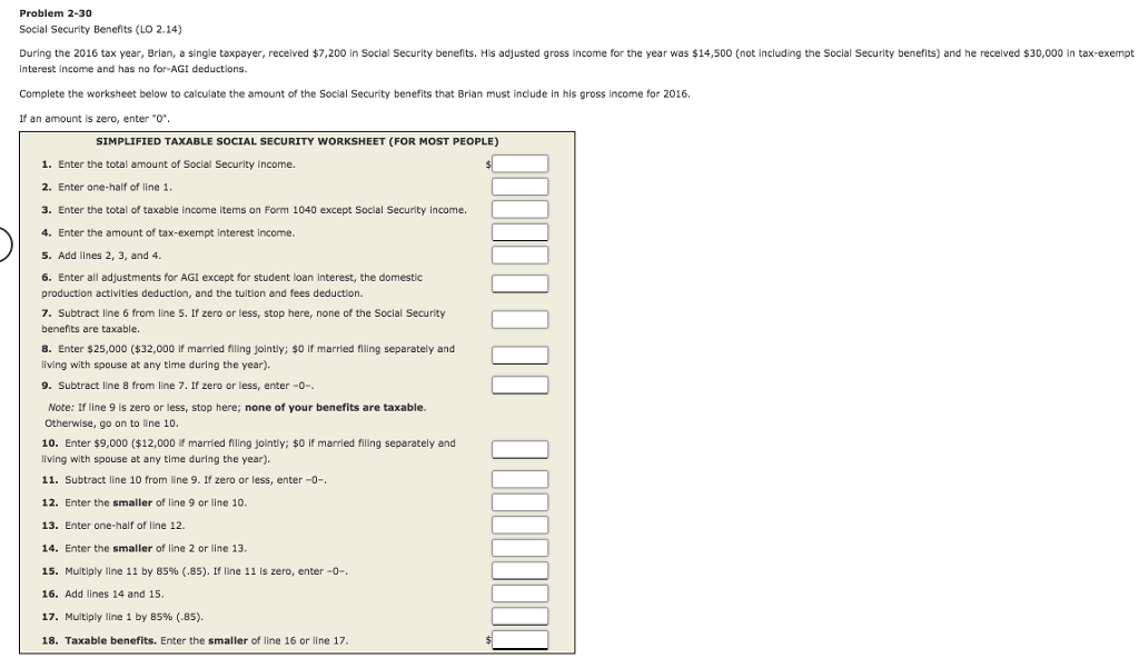 Taxable Social Security Worksheet