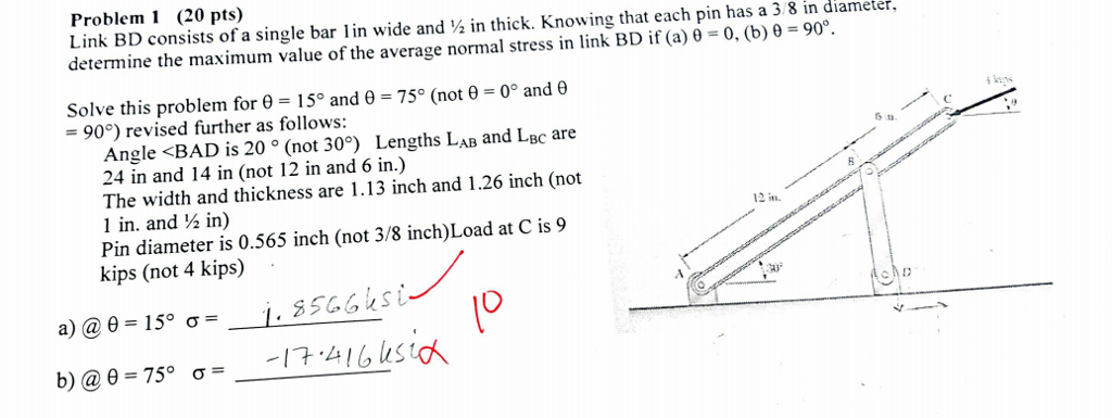 Solved Link BD consists of a single bar 1 in wide and 1/2 in | Chegg.com