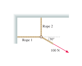 Solved what is the magnitude of the tension force of rope 1 | Chegg.com