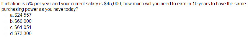 Solved If inflation is 5% per year and your current salary | Chegg.com