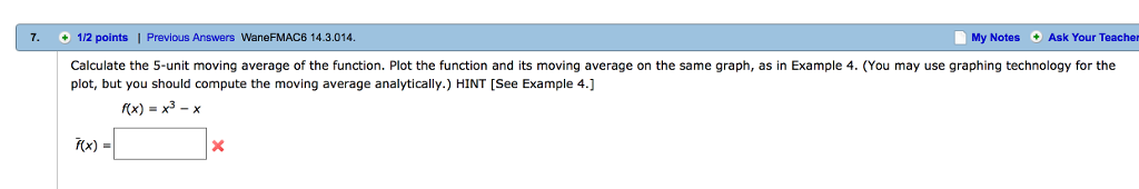 Solved Calculate The 5 Unit Moving Average Of The Function 3928