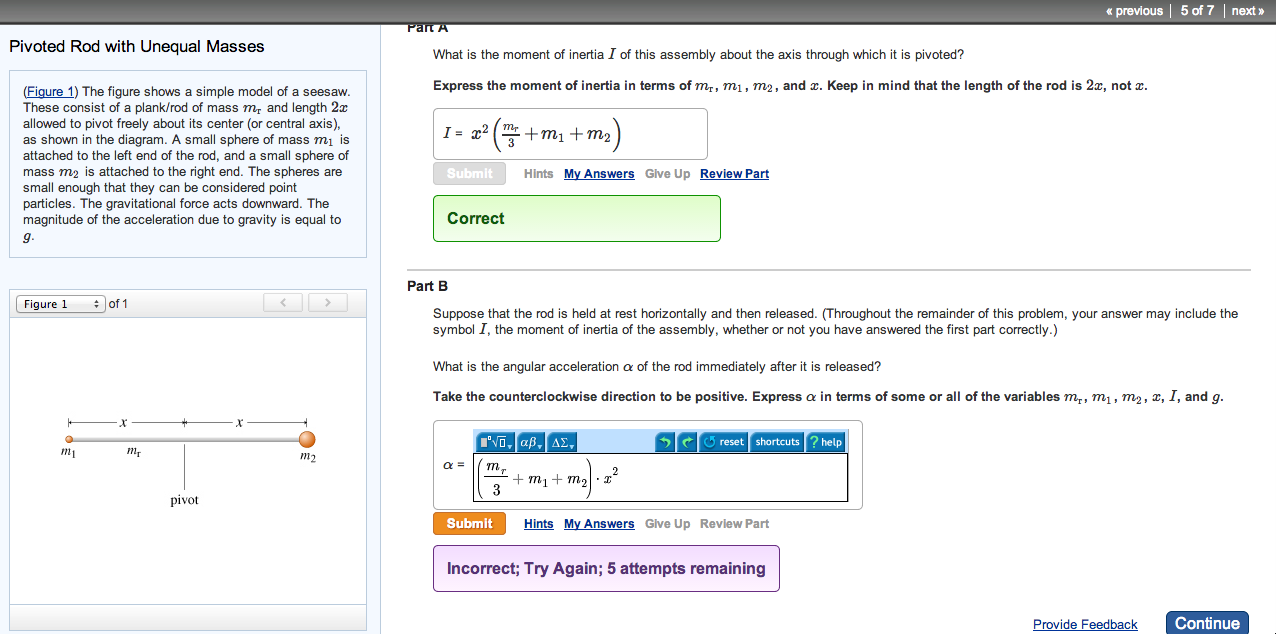 Solved: Pivoted Rod With Unequal Masses (Figure 1) E Figur... | Chegg.com