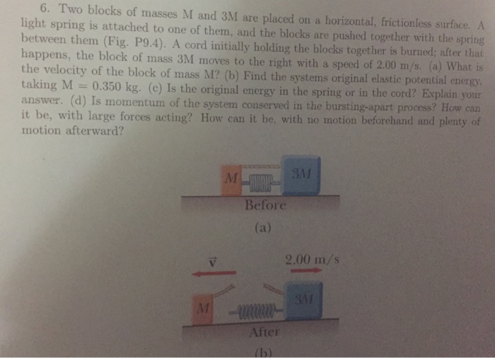 Solved Two blocks of masses M and 3M are placed on a | Chegg.com