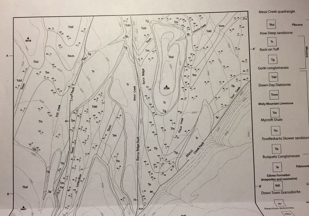 Solved Construct a free-hand geological cross section across | Chegg.com