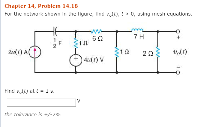 Solved For the network shown in the figure, find vo(t), t > | Chegg.com