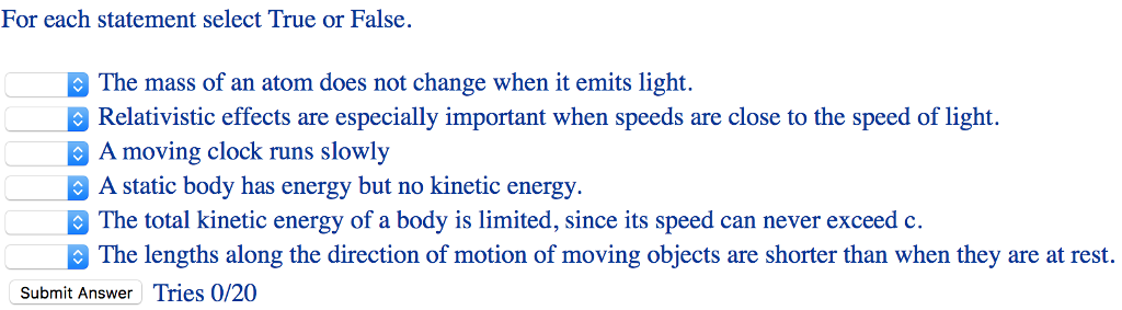 Solved For each statement select True or False. The mass of | Chegg.com