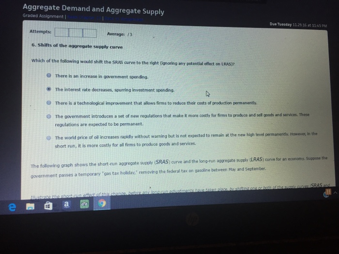 Solved Aggregate Demand and Aggregate Supply Graded | Chegg.com