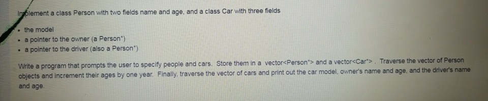 Solved Iyblement a class Person with two fields name and | Chegg.com