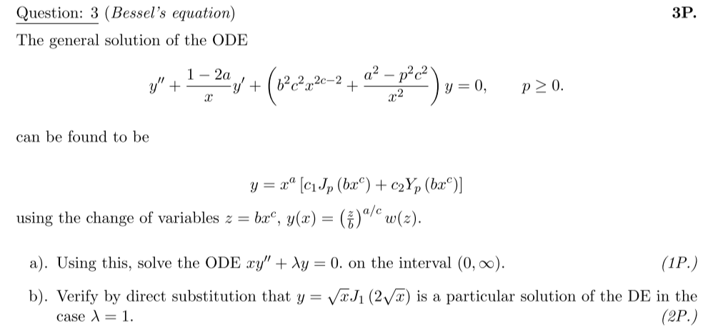 Solved The General Solution Of The Ode Y 1 2a X Y