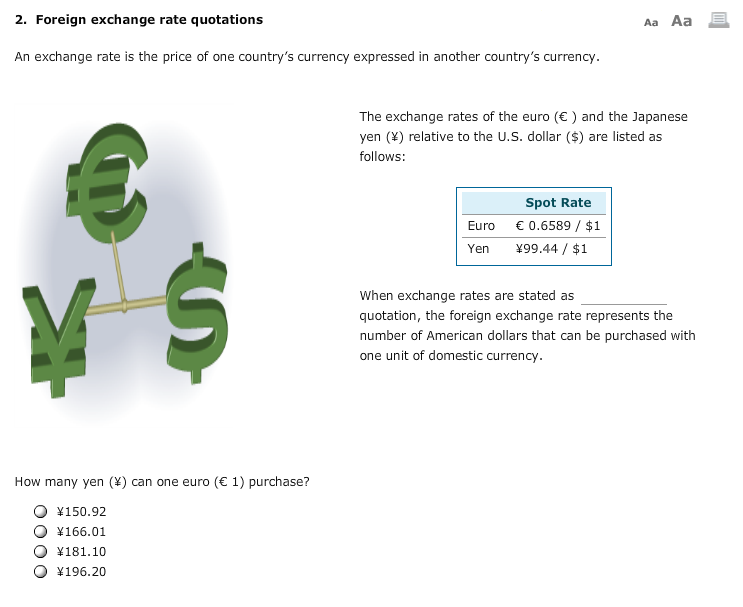 Solved 2. Foreign exchange rate quotations Aa Aa An exchange | Chegg.com