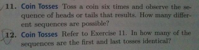Solved Coin Tosses Toss a coin six times and observe the | Chegg.com