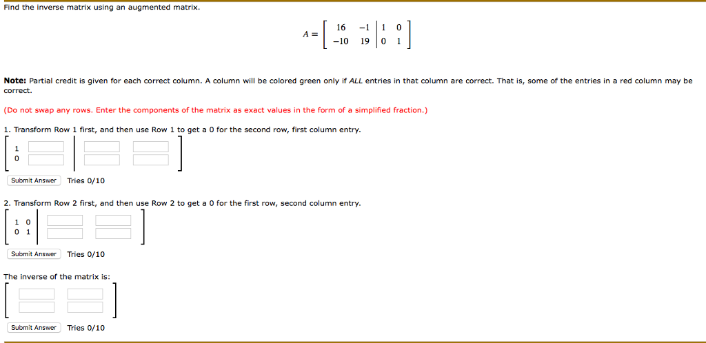 Solved Find the inverse matrix using an augmented matrix. 16 | Chegg.com