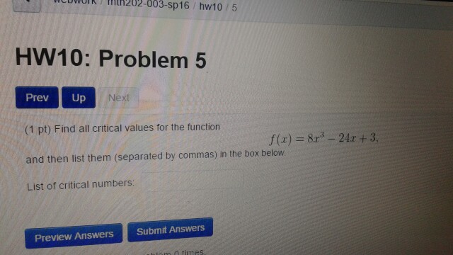 Solved Dwuk 202-003-sp16/hw10 5 HW10: Problem 5 Prev Up (1 | Chegg.com
