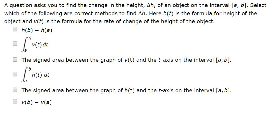 Solved A question asks you to find the change in the height, | Chegg.com