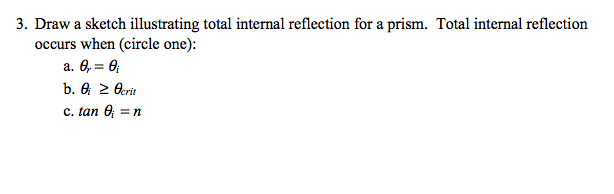 Solved Draw a sketch illustrating total internal reflection | Chegg.com