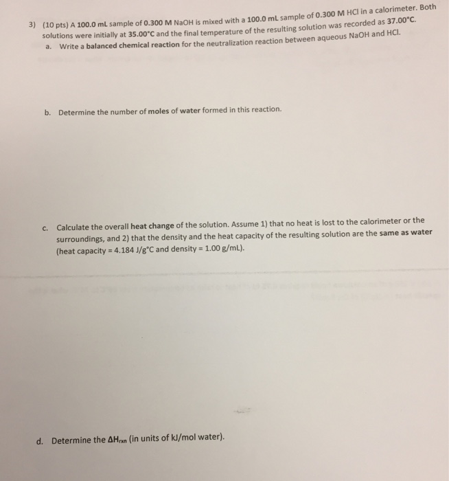Solved A 100.0 ml sample of 0.300 M NaOH is mixed with a | Chegg.com