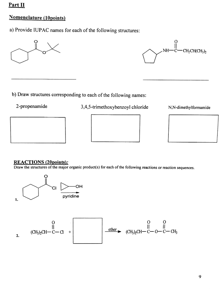 Solved Part II Nomenclature (10points) Povide IUPAC names | Chegg.com