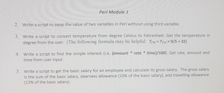 Solved Perl Module 1 2 Write A Script To Swap The Value Of 