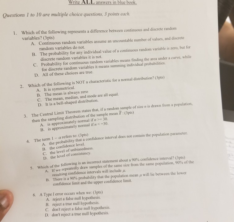 Solved Write ALL answers in blue book Questions 1 to 10 are | Chegg.com Solved Write ALL answers in blue book Questions 1 to 10 are | Chegg.com