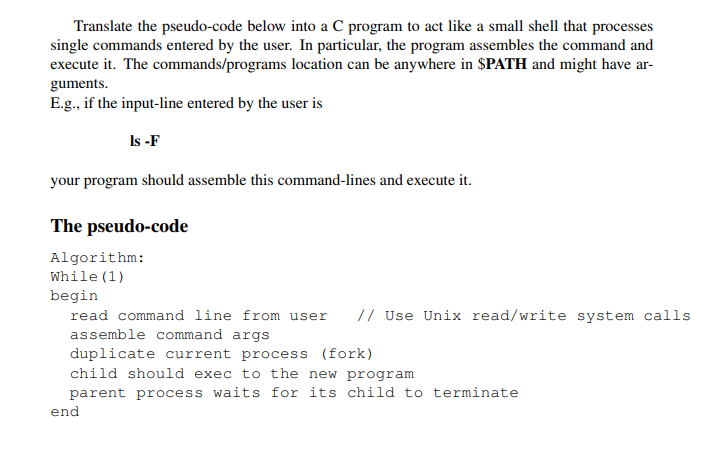 Solved Translate the pseudo-code below into a C program to | Chegg.com