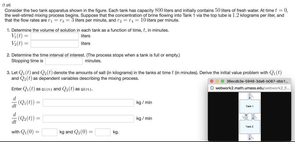 Solved Consider the two tank apparatus shown in the figure. | Chegg.com