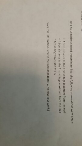 Solved On a 50 Ohm lossless slotted transmission line, the | Chegg.com