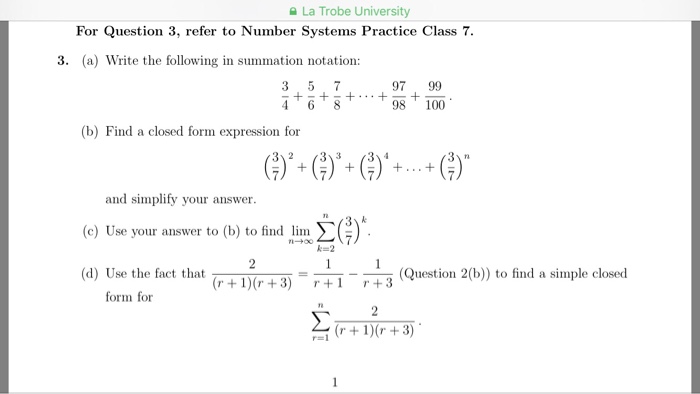 Solved Write the following in summation notation: 3/4 + 5/6 | Chegg.com