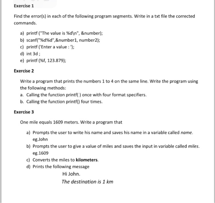 Solved Exercise 1 Find the error(s) in each of the following | Chegg.com