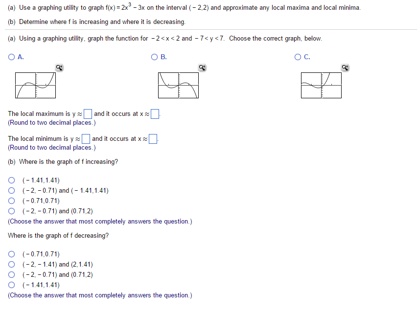 Solved Use a graphing utility to graph f(x) = 2x^3 - 3x on | Chegg.com