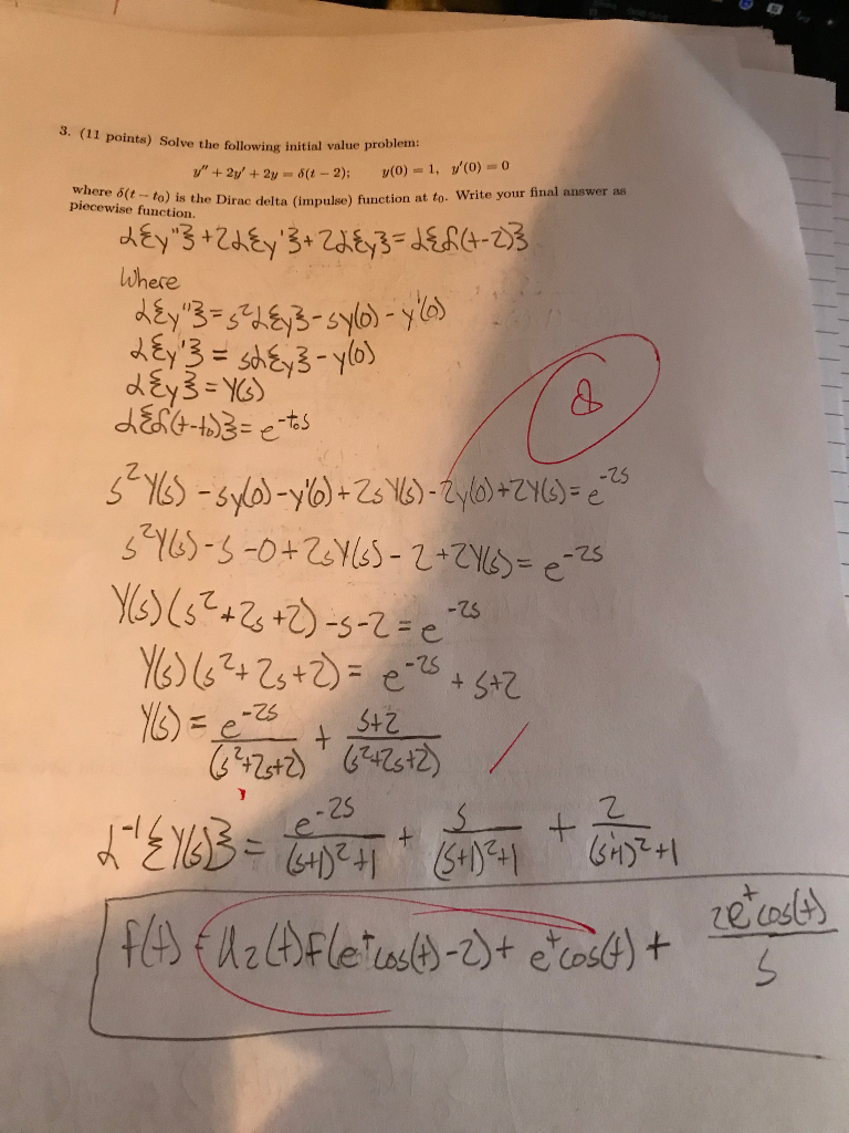 Solved 3. (11 points) Solve the following initial value | Chegg.com Solved 3. (11 points) Solve the following initial value | Chegg.com