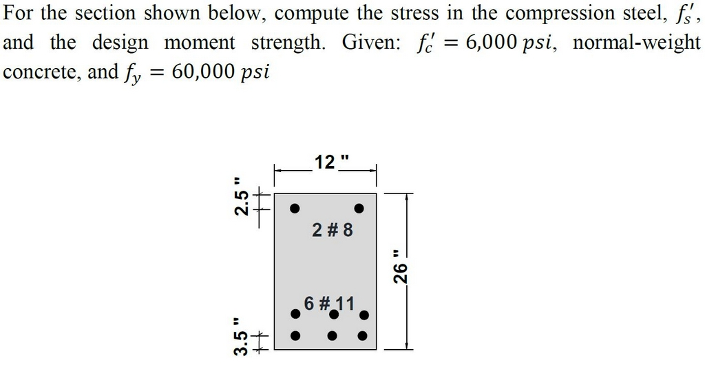 For the doubly reinforced concrete beam section | Chegg.com