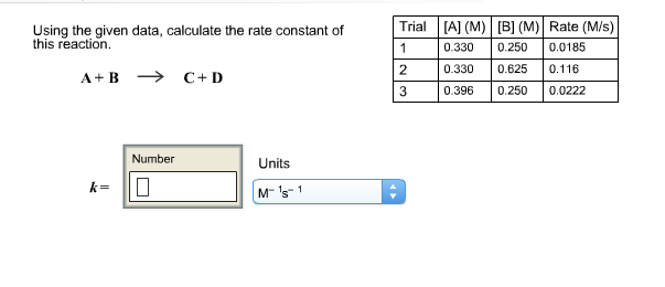 Solved Using the given data, calculate the rate constant of | Chegg.com