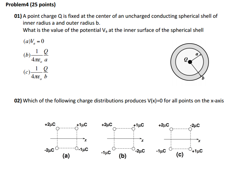 Solved Problem4 (25 points) 01)A point charge Q is fixed at | Chegg.com