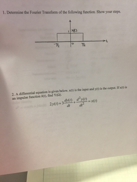 Solved Determine the Fourier Transform of the following | Chegg.com