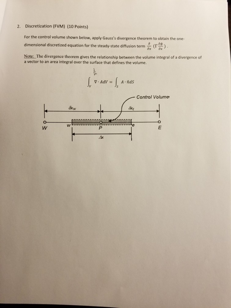 Solved 2. Discretization (FVM) (10 Points) For the control | Chegg.com