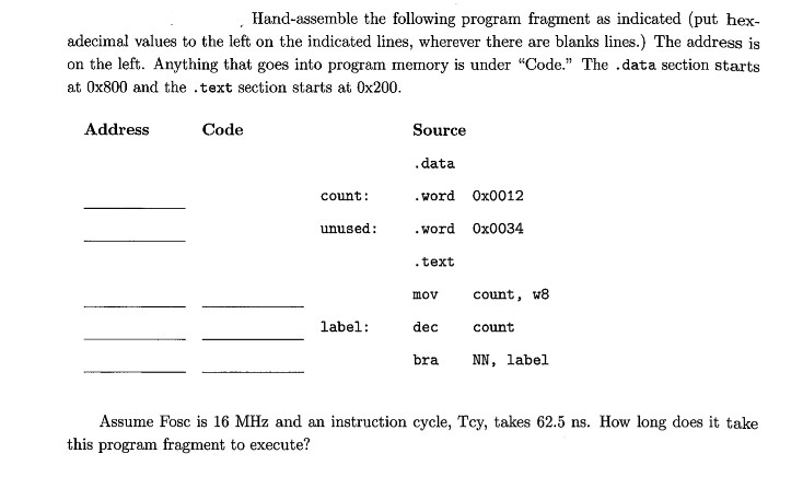 Solved Hand-assemble the following program fragment as | Chegg.com