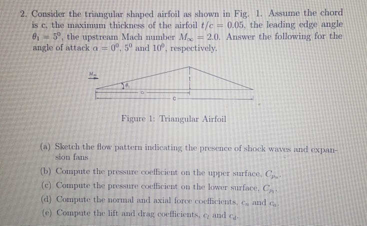 Solved 2. Consider the triangular shaped airfoil as shown in | Chegg.com