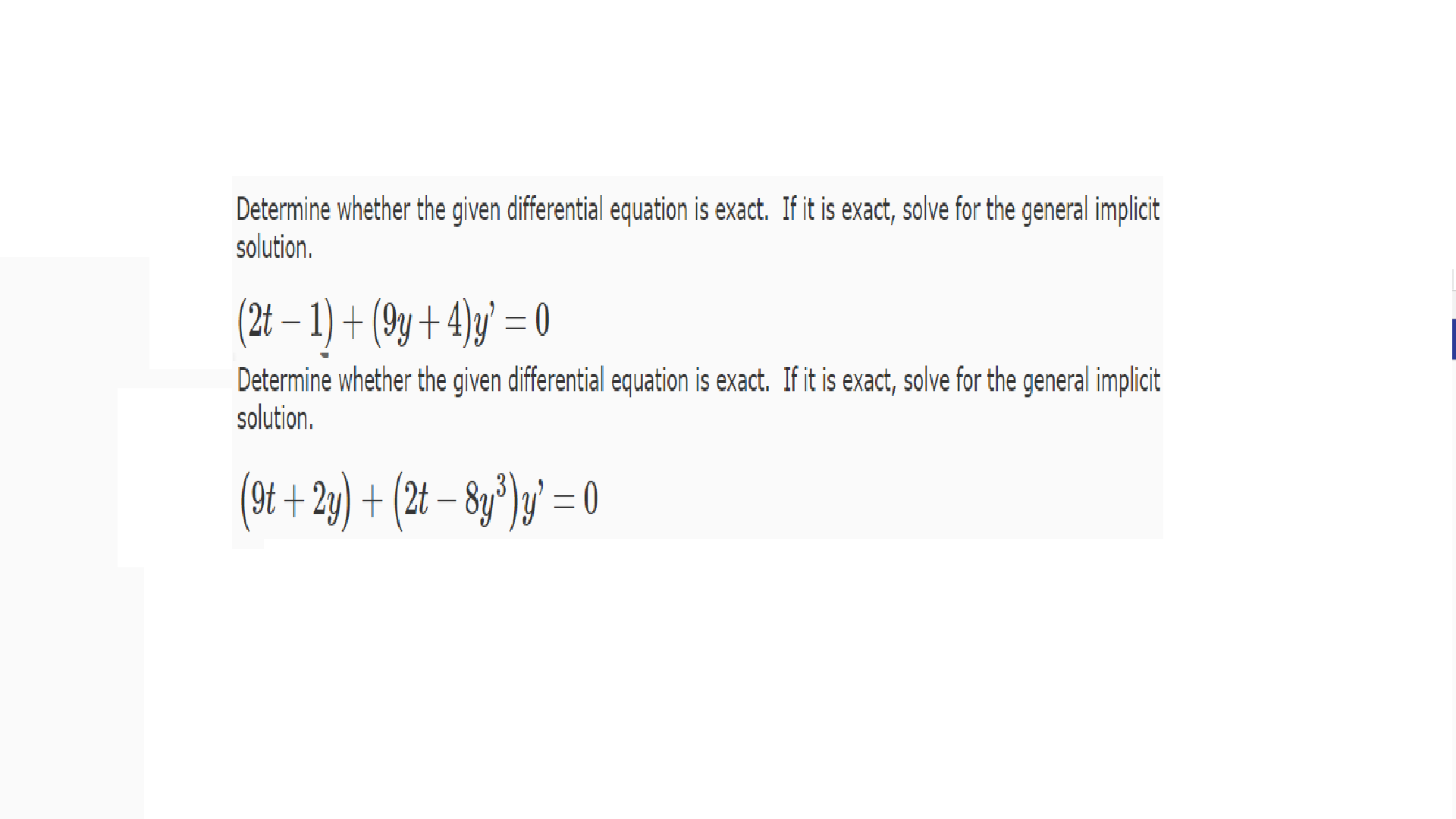 Solved Determine whether the given differential equation is | Chegg.com